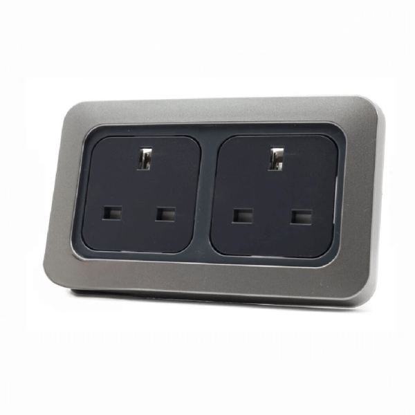 C-Line Double Socket (Gunmetal) - 7 socket options - nohma.com ⚡