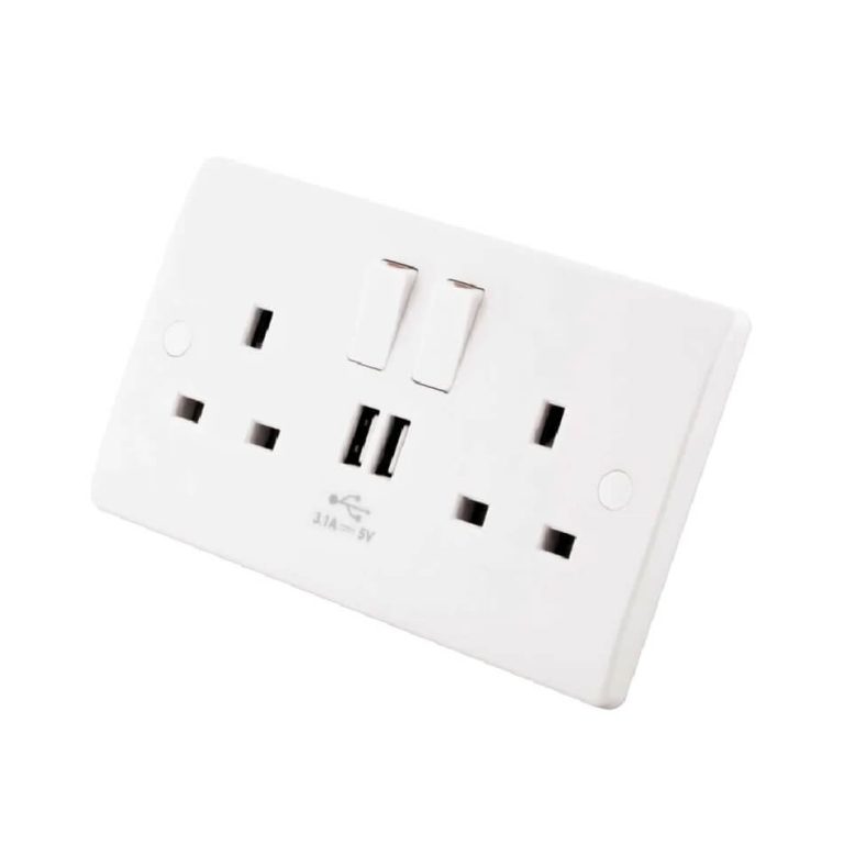 2 Gang Double 240V Plug Socket + USB – nohma.com ⚡