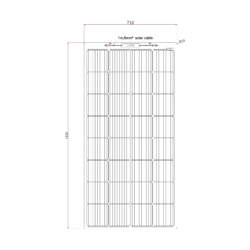 100W Reinforced Semi-Flexible Solar Panel - nohma.com, off-grid electrics ⚡