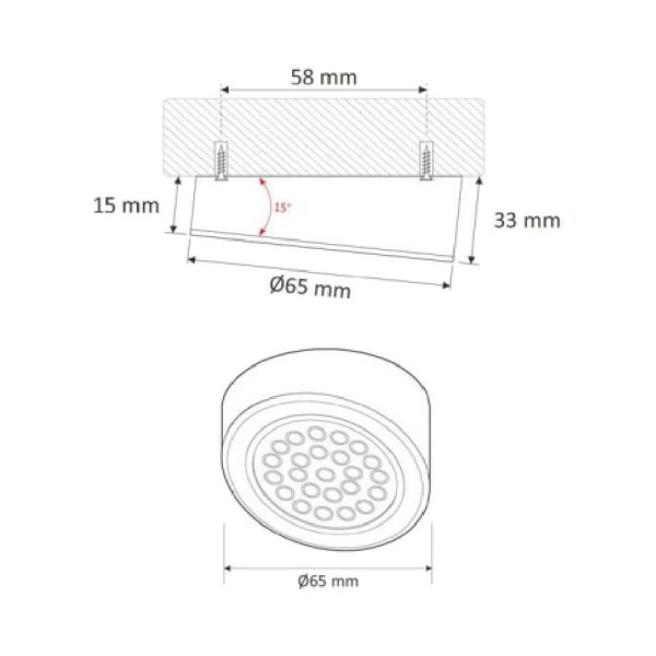 12V LED Touch Spotlight - Oval Slant‚ 2W - Touch Sensitive‚ Silver
