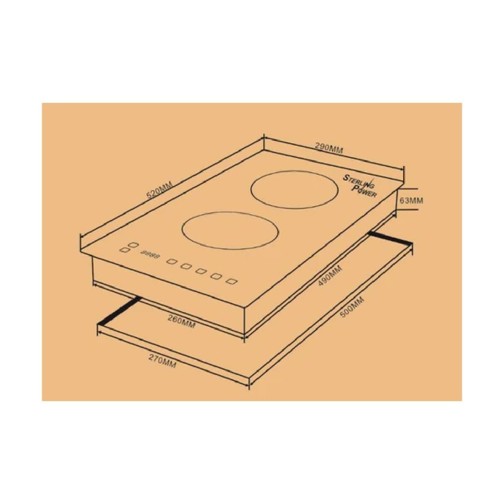 Sterling Power Induction Hob‚ Fixed‚ Front-to-Back Twin Rings - nohma.com ⚡